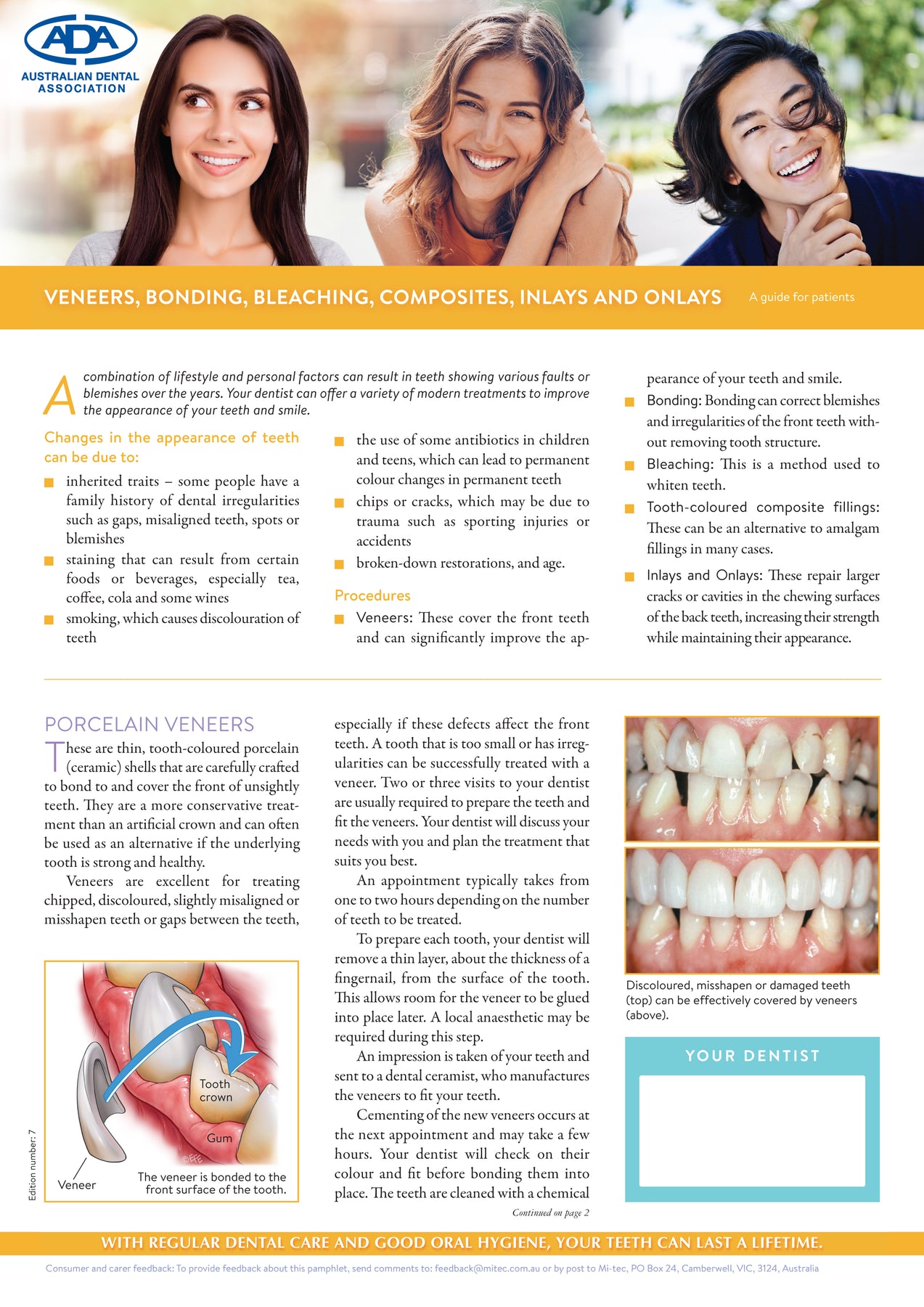 ADA Patient Education Pamphlets for Dentists | Mi-tec Medical Publishing