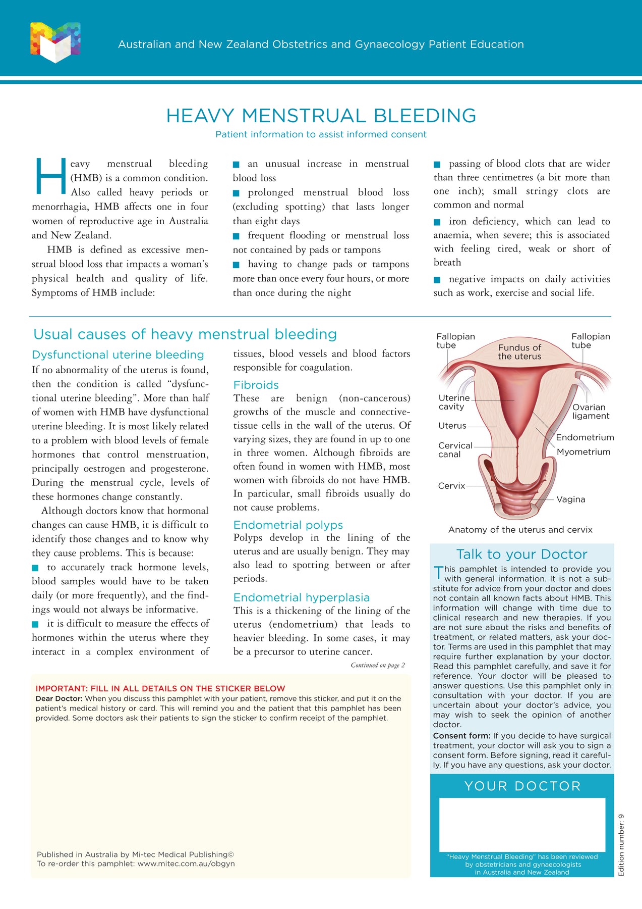 Heavy Menstrual Bleeding – Mi-tec Medical Publishing