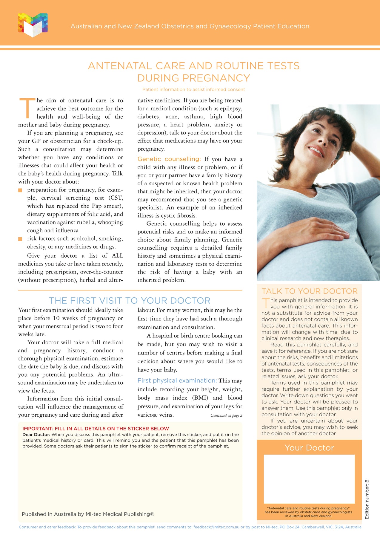 Obstetrics & Gynaecology Patient Education Pamphlets | Mi-tec Medical ...