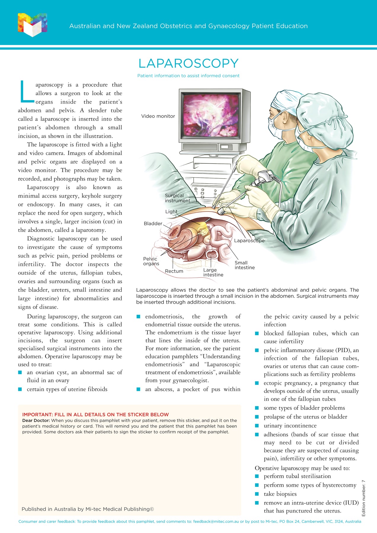 Obstetrics & Gynaecology Patient Education Pamphlets | Mi-tec Medical ...